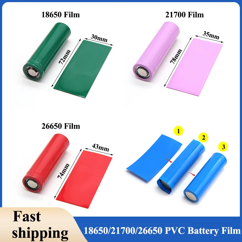 18650-21700-26650-PVC-Heat-Shrink-Tube-Lipo-Battery-Wrap-Precut ...