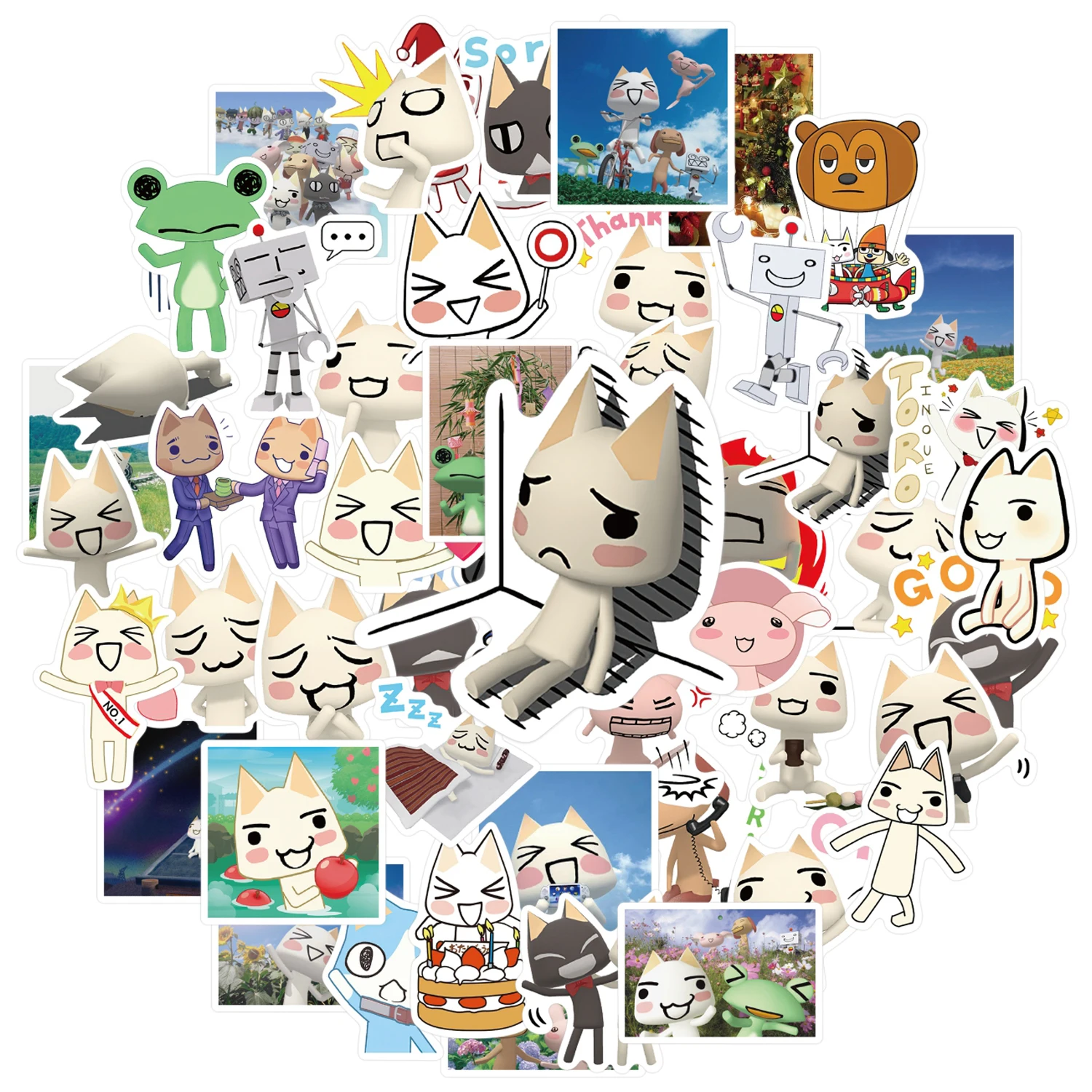 Pegatinas-de-dibujos-animados-Kawaii-Toro-Inoue-Cat-para-ni-os-calcoman ...