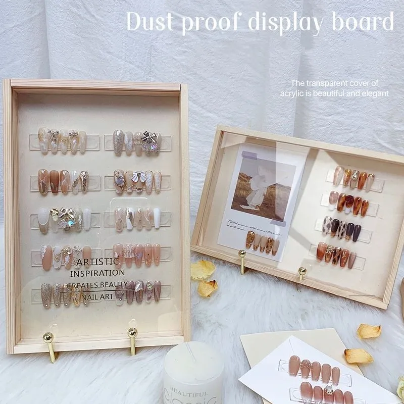 Japanese-Style-Dust-proof-Nail-Art-Display-Board-Solid-Wood-Nail-Color ...