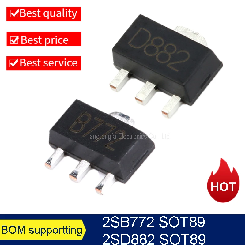 1000PCS-Lot-2SB772-2SD882-SOT89-Marking-B772-D882-SMD-NPN-PNP-Triode ...