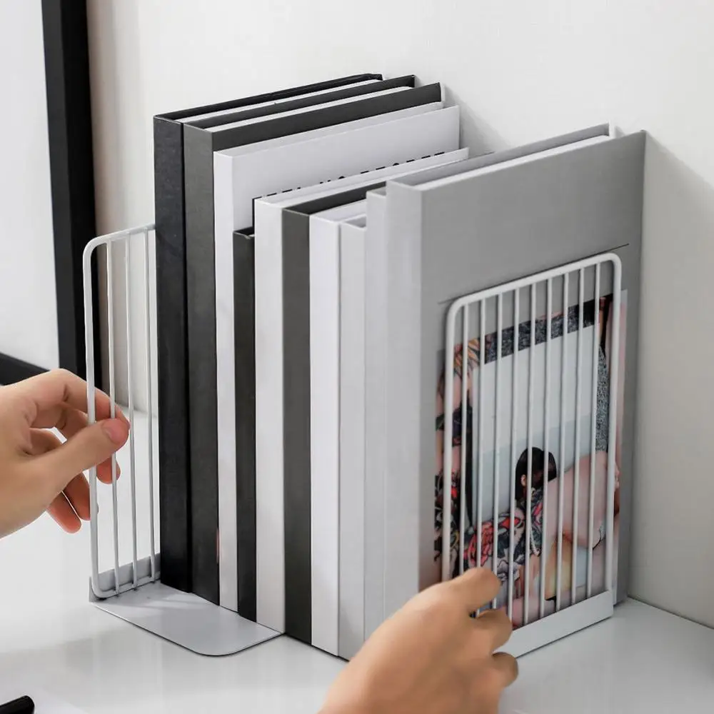 Iron-Desktop-Table-Bookends-Book-File-Storage-Holder-School-Stand-Rack ...