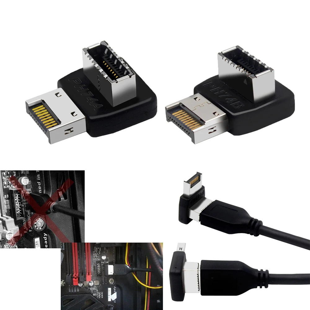 PH74A/PH74B Front USB C Header Adapter USB 3.1 Type E 90 Degree ...