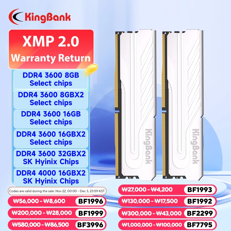 KingBank-Geheugen-DDR4-8GB-16GB-32GB-3600MHZ-4000MHZ-XMP-8GBx2-16GBx2 ...