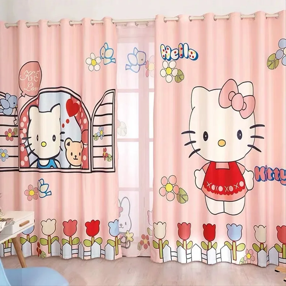 Sanrio-Hello-Kitty-Pink-Curtain-Cartoon-Kitten-Blackout-Curtains-Home ...