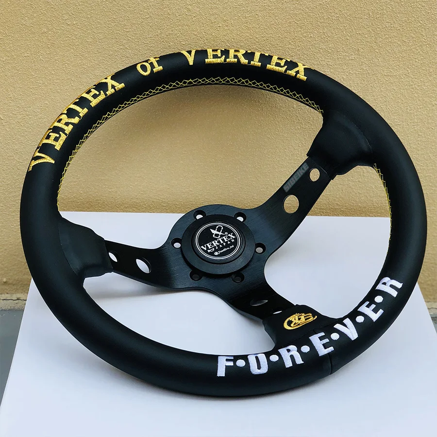 JDM-Volante-de-Carro-Volante-Esportivo-Dourado-Branco-Preto-Microfibra ...