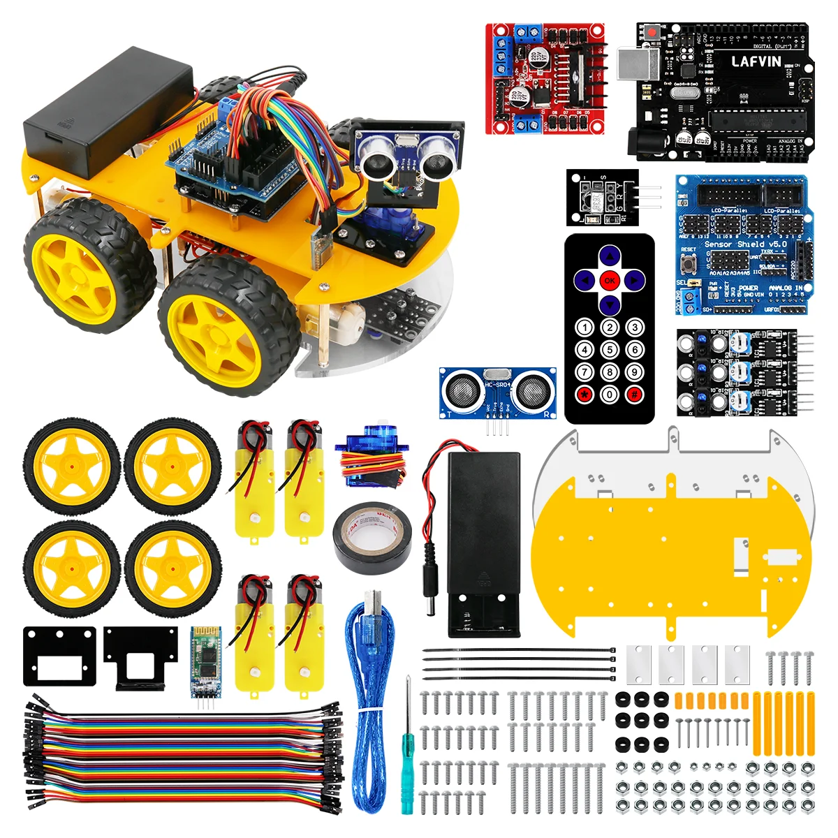 Lafvin Smart Robot Car Kit For Uno R3 For Arduino With Ultrasonic ...