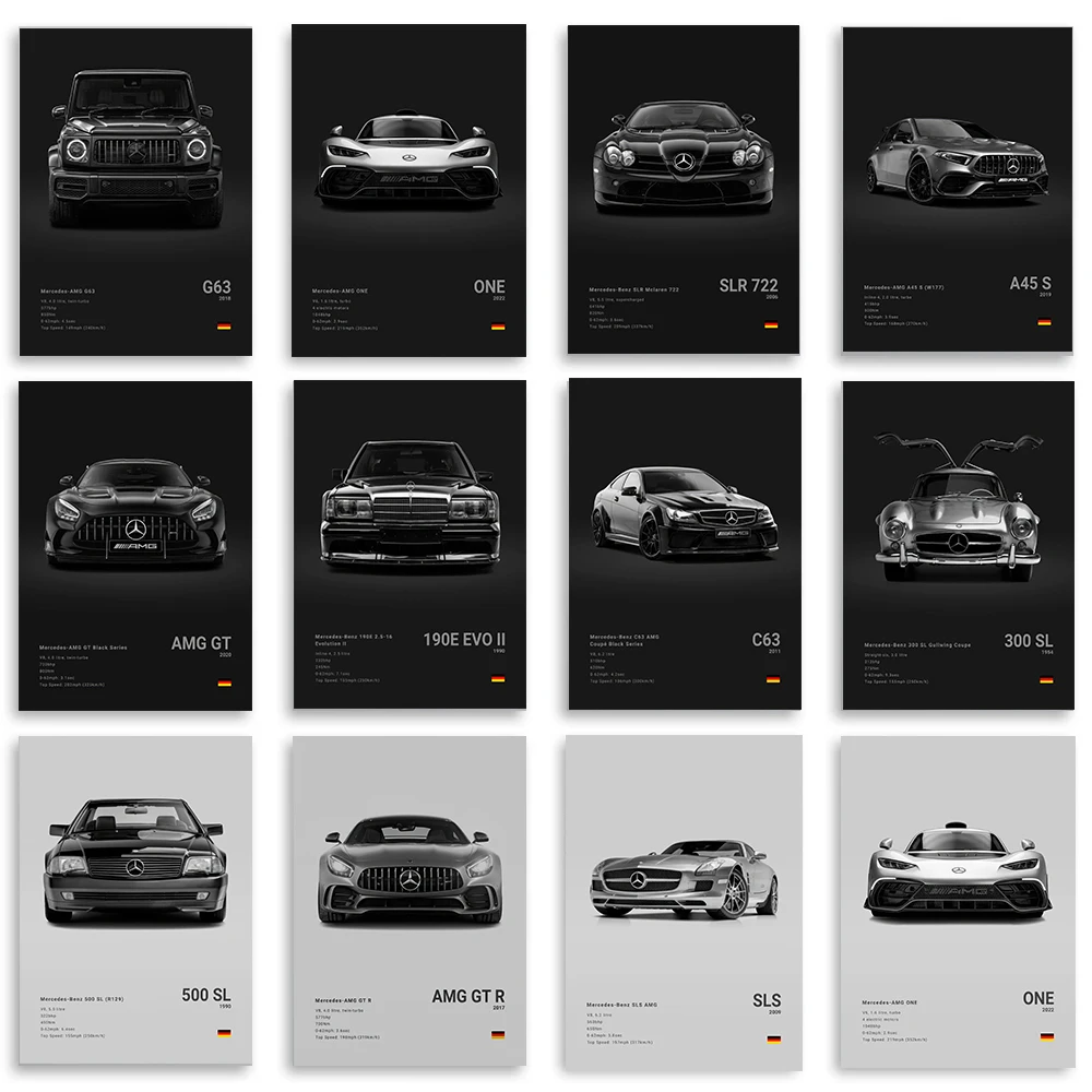 Famosa marca de carros esportivos série arte cartaz g63 amggt 1990e ...