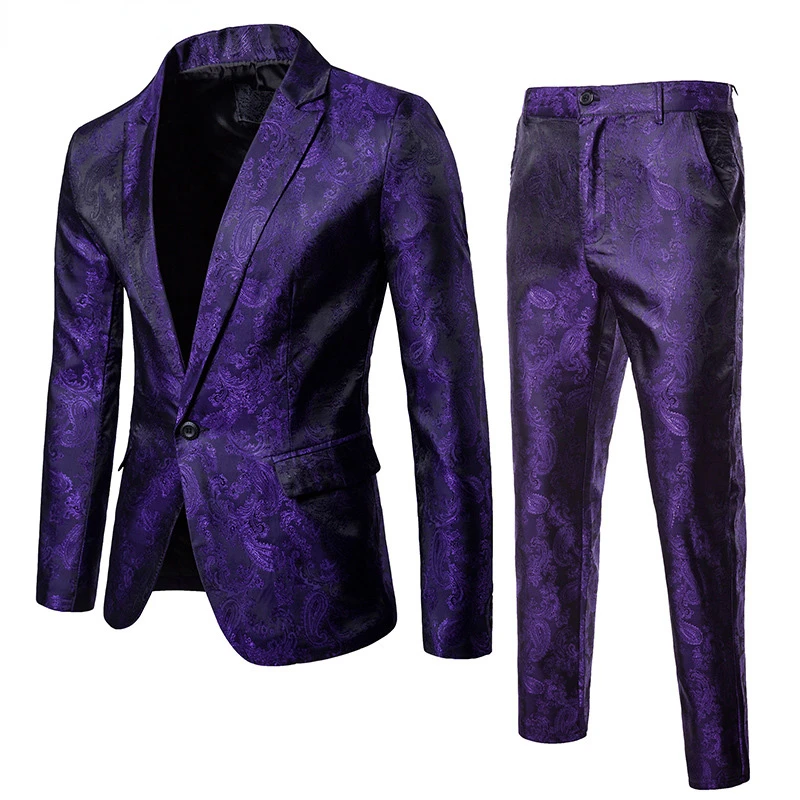 Purple-Paisley-Floral-Gilding-One-Button-Suit-Jacket-Pants-Men-Stage ...