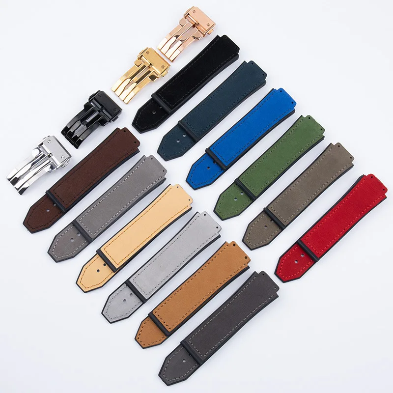 Leather+Silicone replacement Watch Strap 25mm*19mm for HUBLOT Big Bang ...