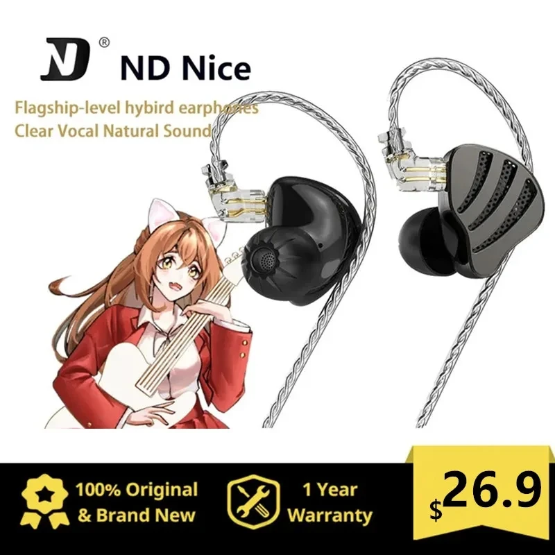 ND-Nice-Flagship-level-hybird-Headphone-Thick-Silver-Plated-HiF-In-Ear ...