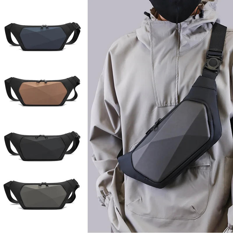 Waterproof Chest Bag for Men, Hard Shell Crossbody Bag with Shoulder ...
