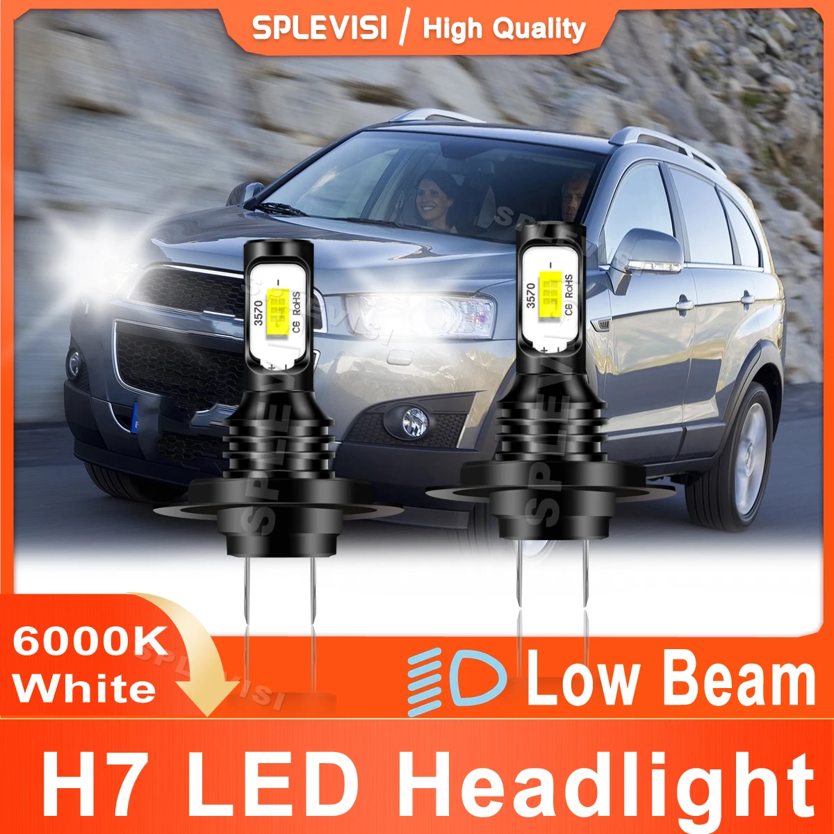 2x-LED-H7-Headlight-Low-Beam-70W-White-For-Chevrolet-Captiva-2006-2007 ...