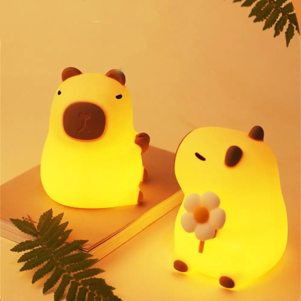 Pat-Control-Silicone-LED-Capybara-Night-Light-Soft-Cute-Bedside-Light ...