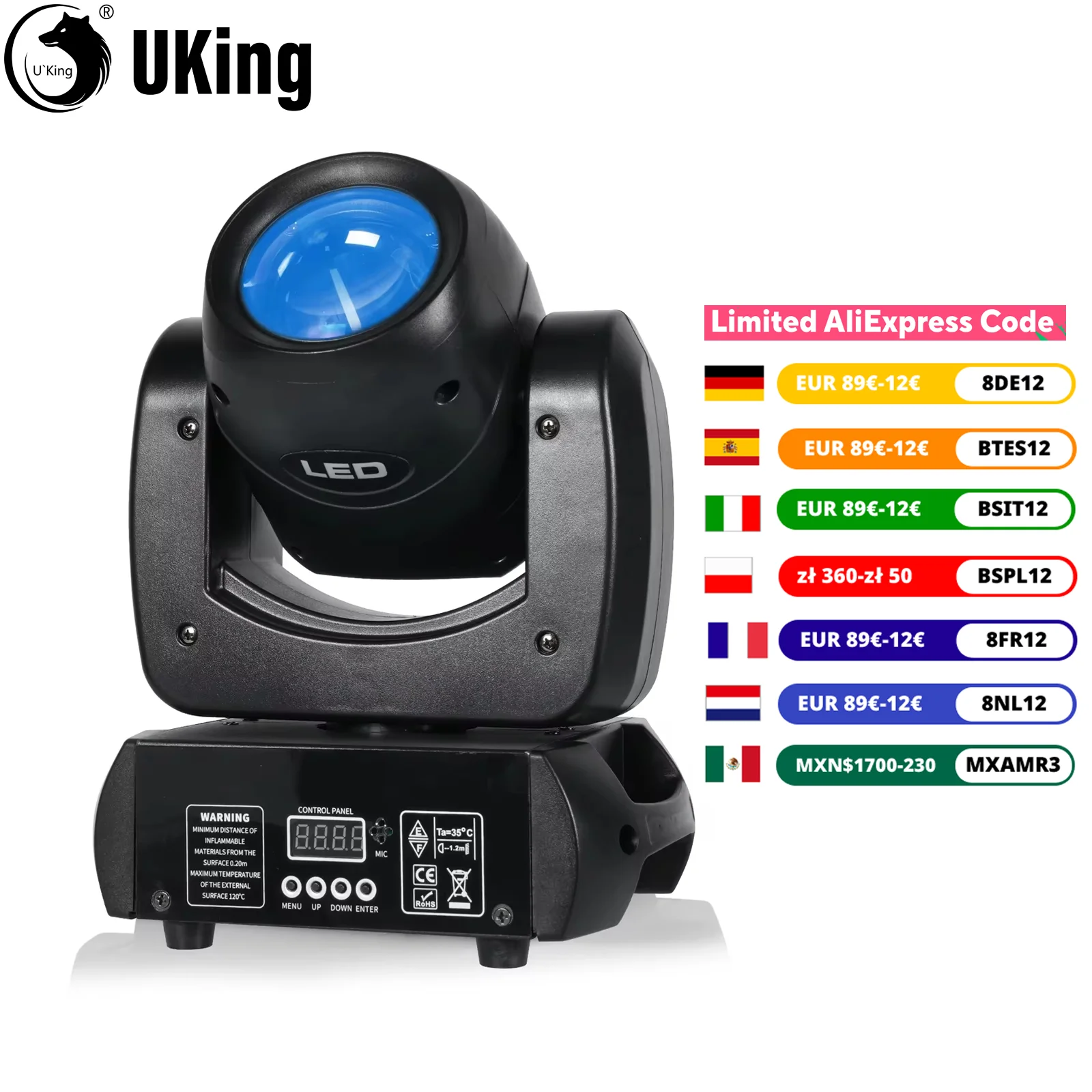 U-King-100W-LED-Moving-Head-Light-18-Facet-Prism-DJ-Stage-Lights-With ...