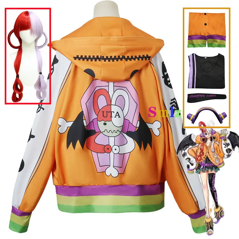 Halloween Uta Cosplay Anime Costume Film Red Uta Hooded Hoode Jackets ...