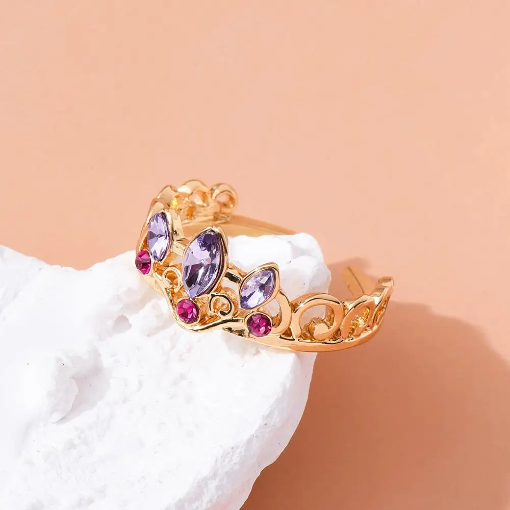 Rapunzel Crown Ring Luxury Purple Pink Zircon Adjustable Opening Ring ...