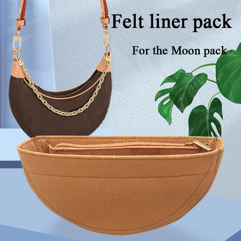 Felt-Moon-Shape-Bag-Inner-Support-Insert-Multiple-Pockets-Travel-Inner ...