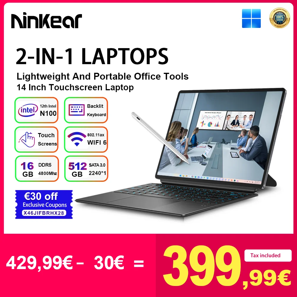 Ninkear-T40-Laptop-TouchScreen-2-in-1-Tablet-Intel-N100-14-Inch-FHD ...