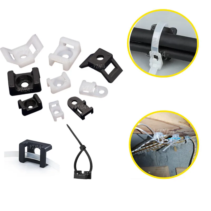 50pcs-Fireproof-Cable-Tie-Base-Mount-Saddle-Wire-Fixing-Seat-Cable ...