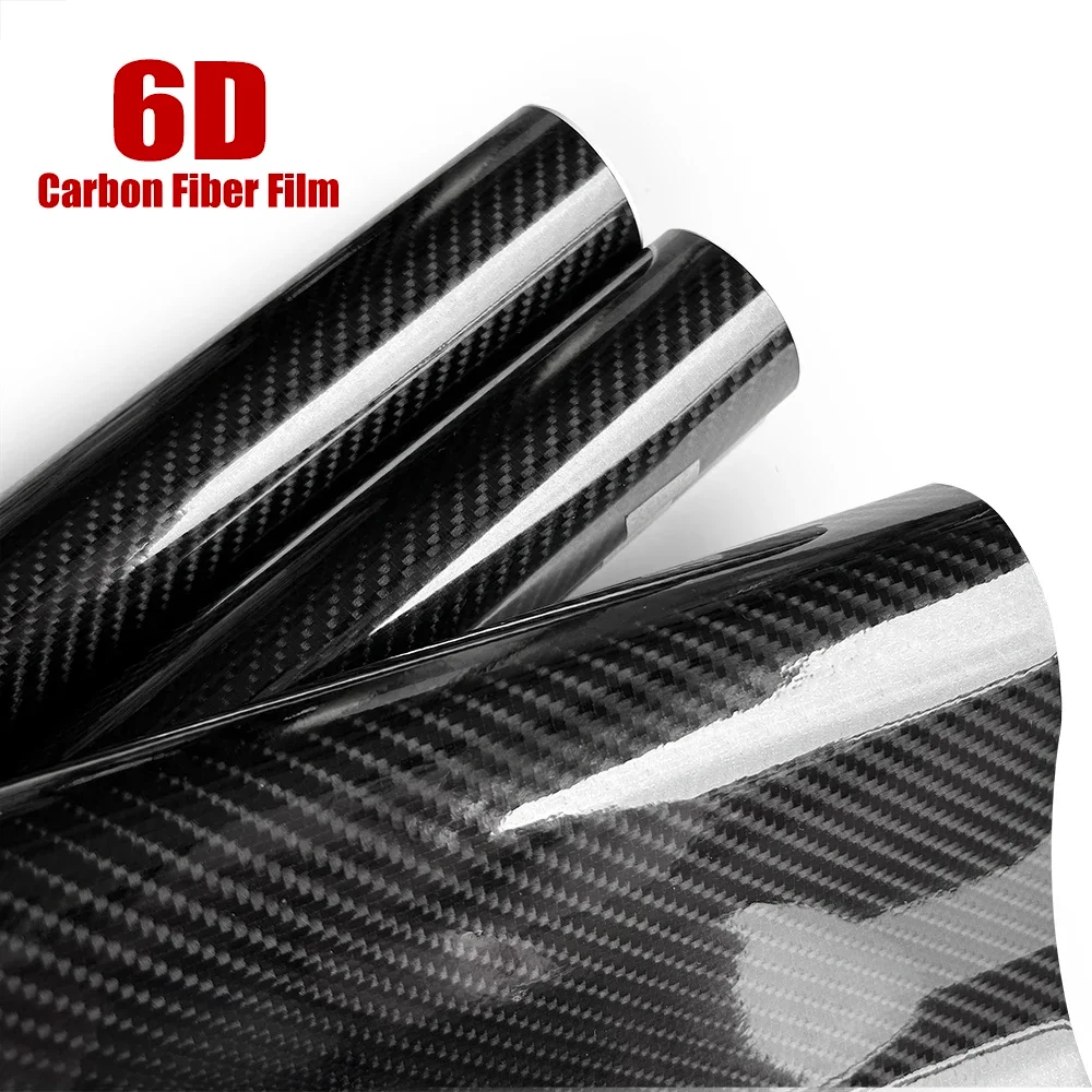 6D Carbon Fiber Matte Glossy Black Car Vinyl Wrap Waterproof Self ...