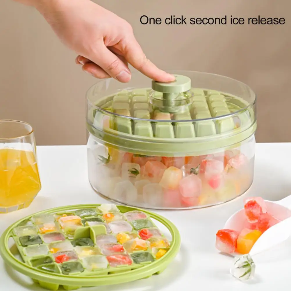 Ice-Cube-Mold-Easy-to-Demould-Reused-Food-Grade-with-Lid-Shovel-DIY ...