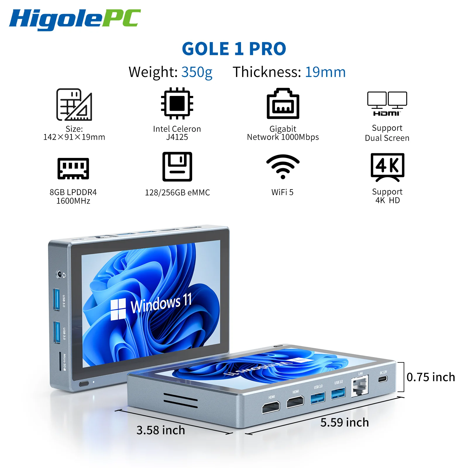 Higole-1-Pro-Mini-PC-sin-ventilador-de-5-5-pulgadas-Windows-11-Intel ...