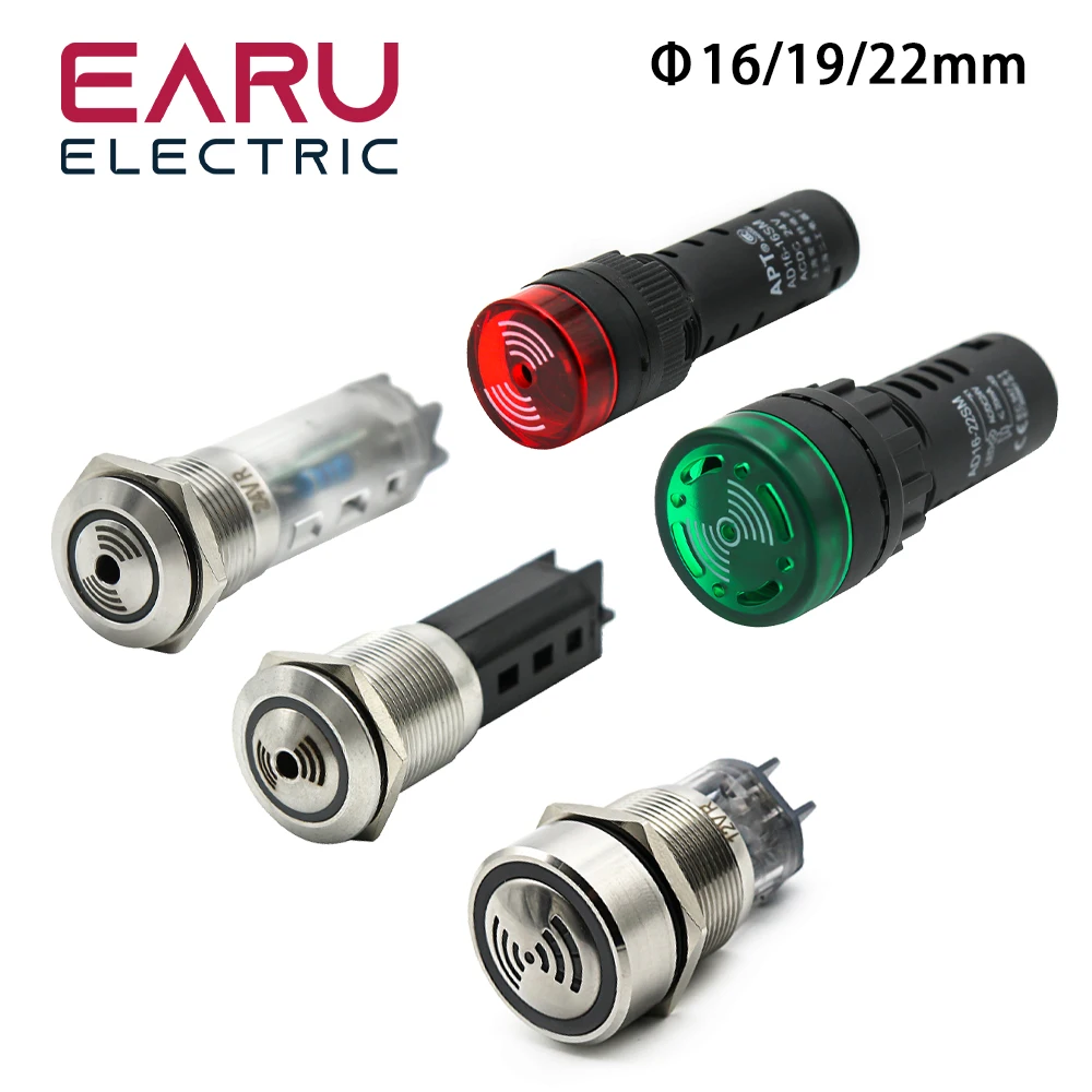 Buzzer-Speaker-Warning-Device-Light-With-Flashing-LED-Waterproof-22mm ...