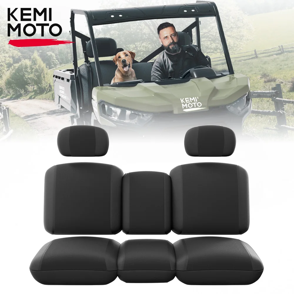 KEMIMOTO UTV 1680D Front Two Doors Split Bench Seat Covers w/ Headrest ...