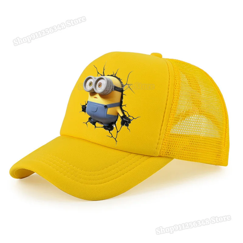 Minionses-Yellow-Baseball-Cap-Kawaii-Cartoon-Anime-Figure-Print-Mesh ...