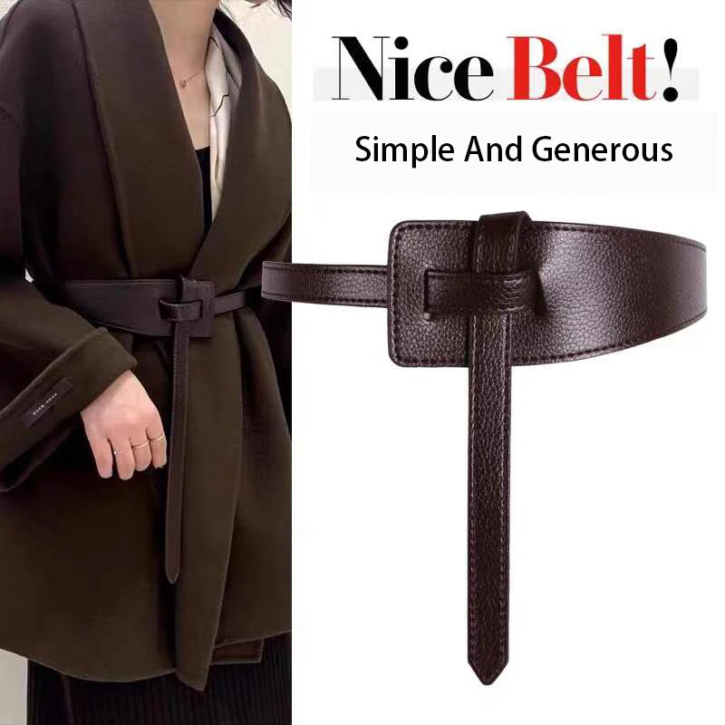 Women Versatile Genuine Leather Belt - Vintage Knotted Design, Ideal ...