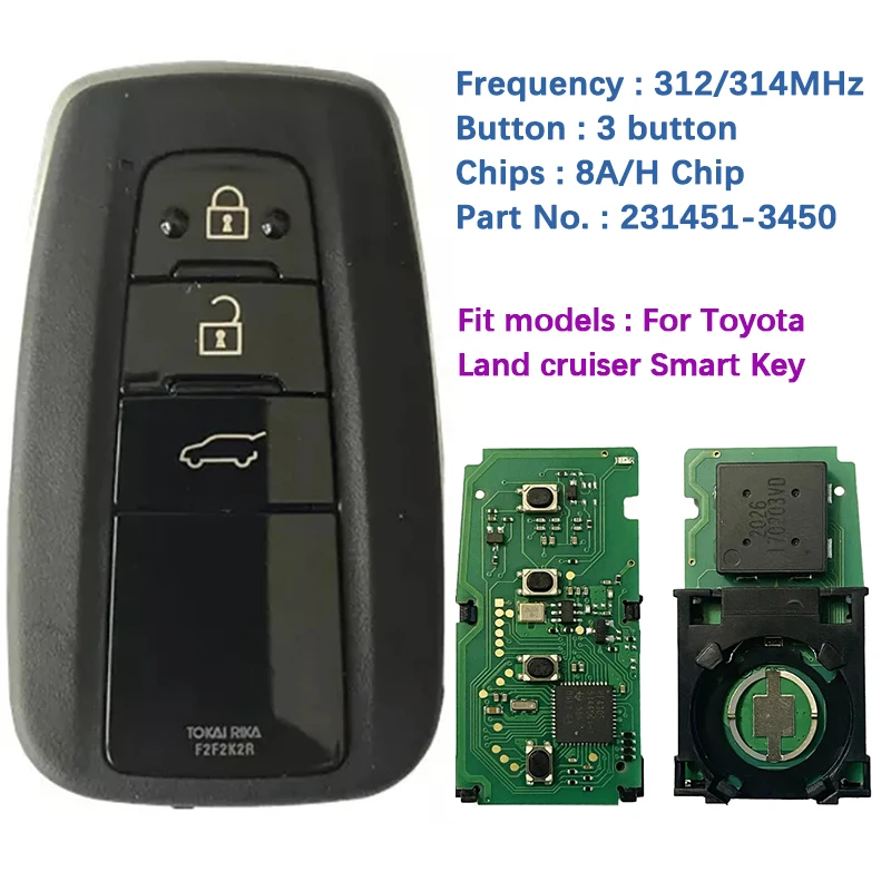 CN007299-Aftermarket-3-Button-Smart-Key-For-Toyota-Land-Cruiser-Remote ...