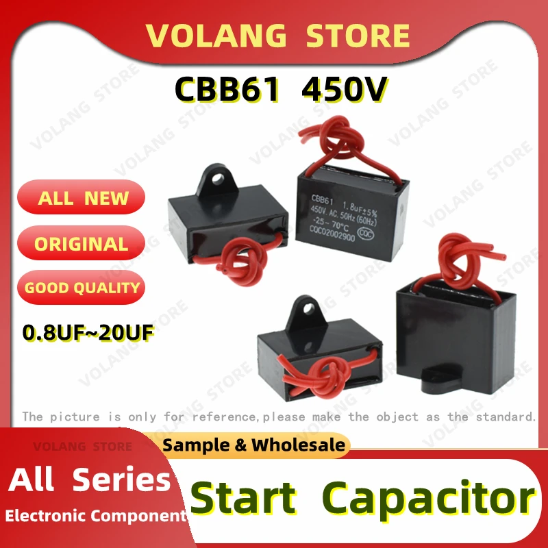 CBB61 Capacitor 450vac 0.8UF 1UF 1.2UF 1.5UF 2.2UF 2.5UF 3UF 4UF 4.5UF ...