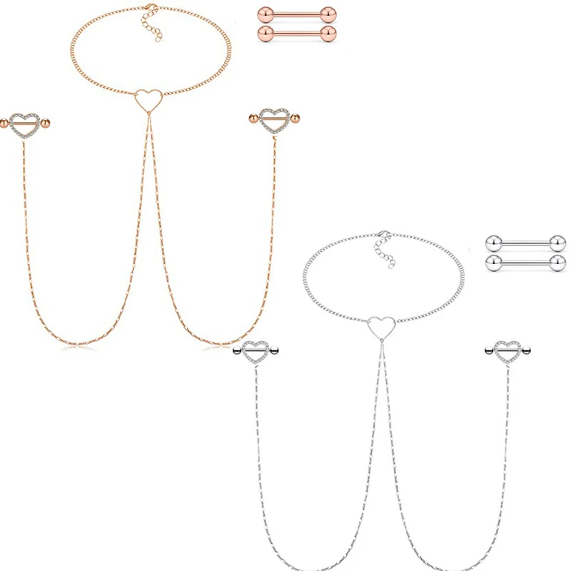 Bohemian-Body-Chain-Nipple-Piercings-Barbell-Stainless-Steel-Crystal ...