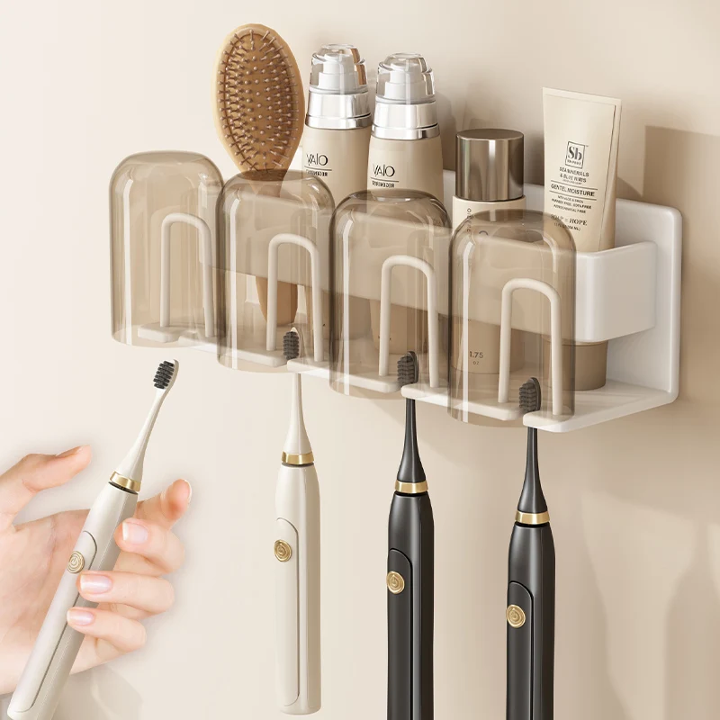 Toothbrush-Holder-Aluminium-Wall-Mounted-No-Punching-Toothpaste-Rack ...