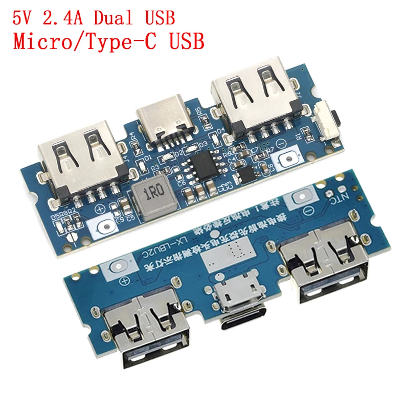 Micro-Type-C-USB-5V-2-4A-Dual-USB-18650-Boost-Battery-Charger-Board ...