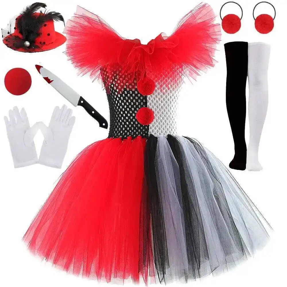 Horror Killer Clown Costumes for Girls Creepy Circus Clowns Halloween ...