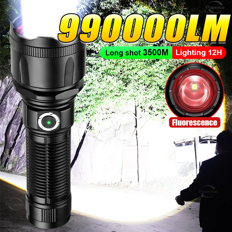 2024-Most-Powerful-White-Laser-Tactical-Flash-Light-Long-Range-LED ...