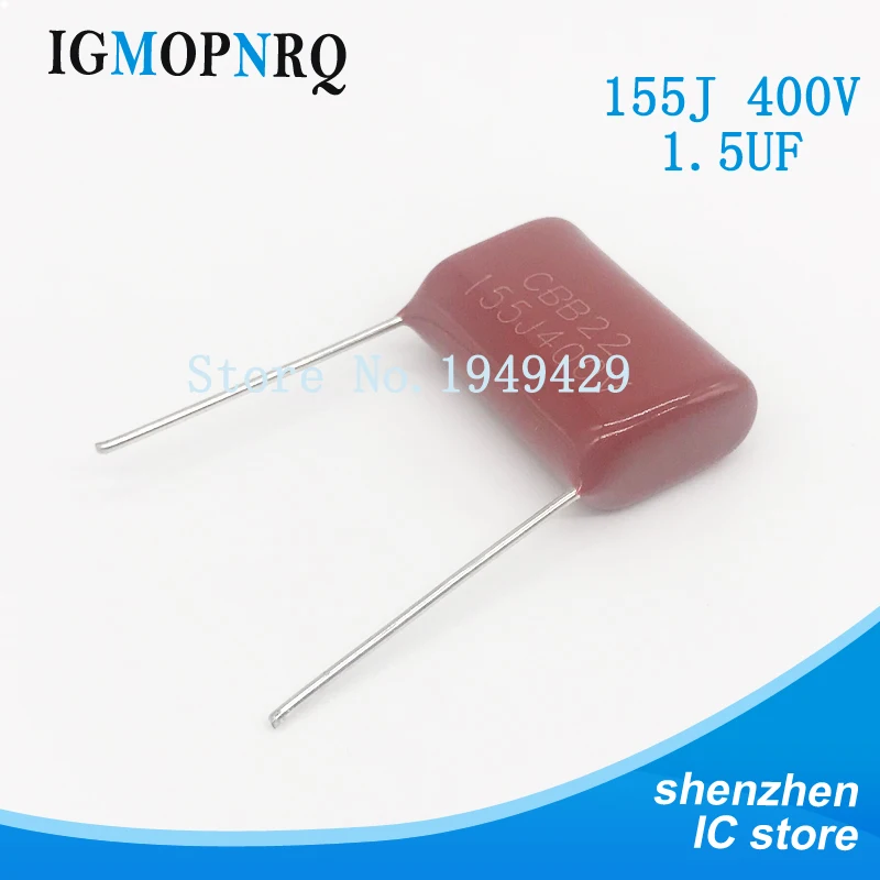 10PCS/Lot 400V 155J 1.5UF Pitch 20MM 400V 155 1500nf CBB Polypropylene ...