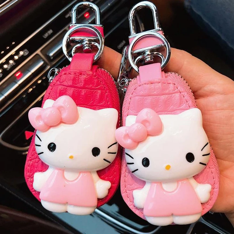 Sanrio-Hello-Kitty-Key-Bag-Leather-Case-Anime-Kawaii-Keychain-Car ...
