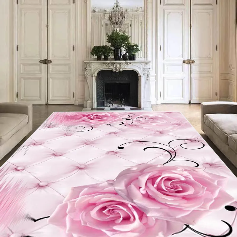 Gorgeous Pink Rose Carpets Living Room Household Decoration Sofa Table ...