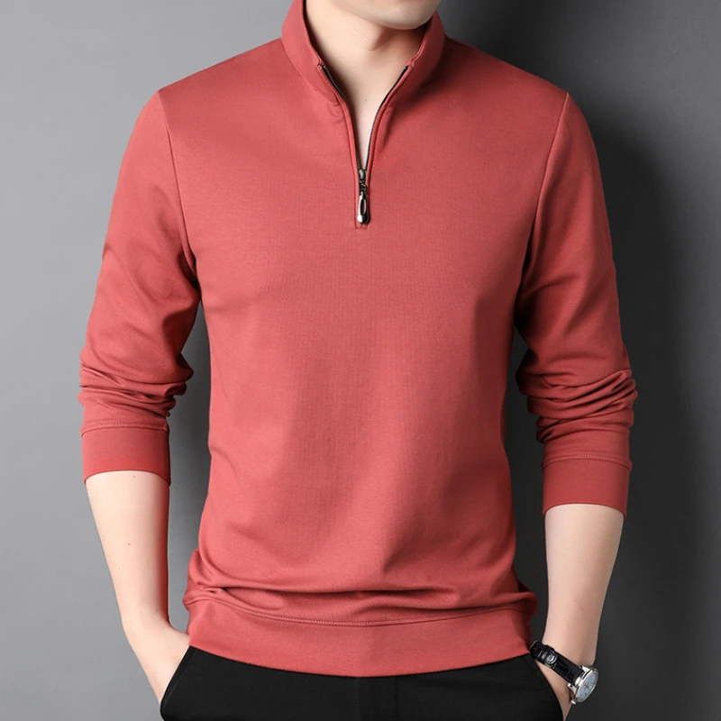 MLSHP-Cotton-Men-s-Sweatshirts-Luxury-Stand-Collar-Solid-Color-Sport ...