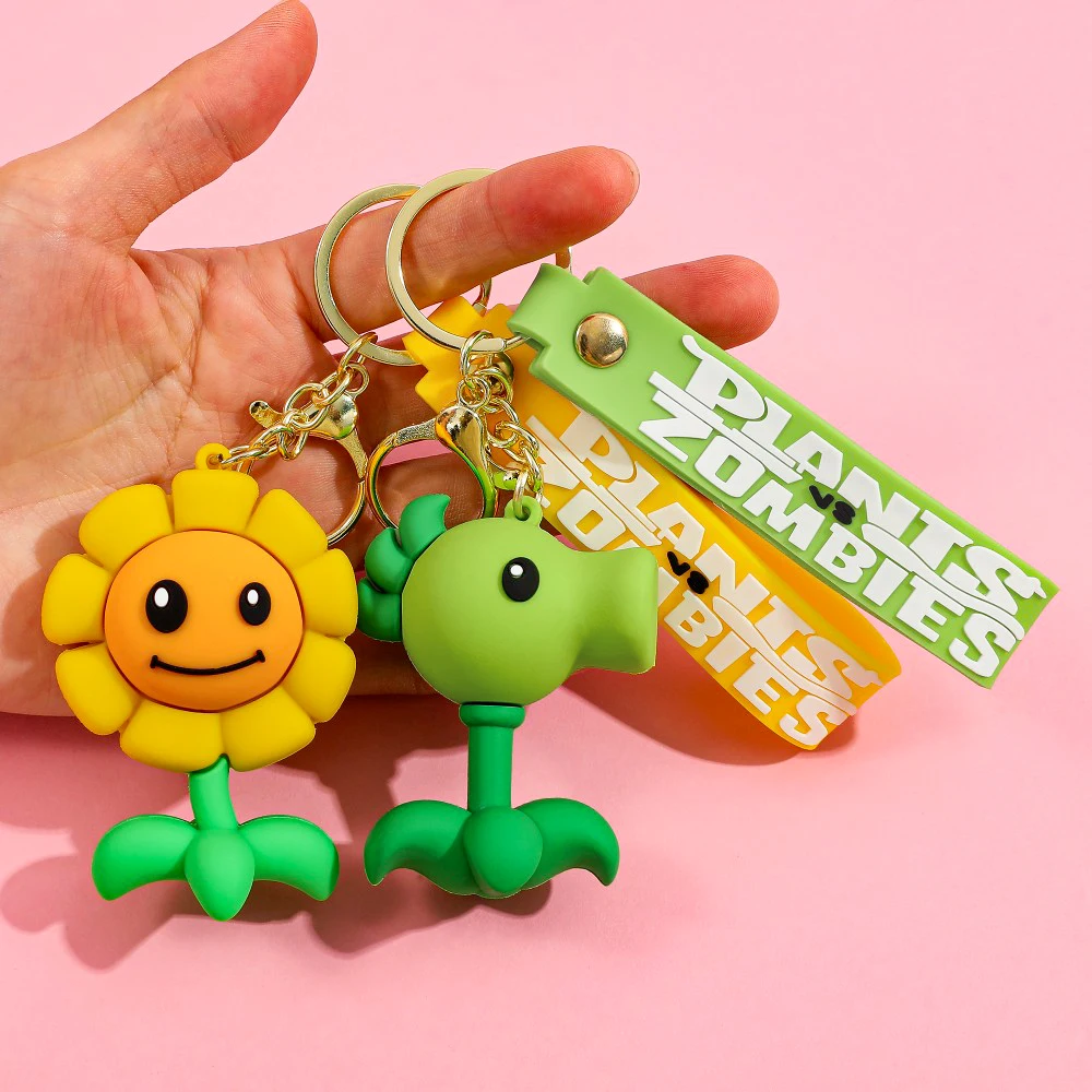 Plant shape Keychain Set, Peashooter Sunflower Zombie Figure Keychain ...