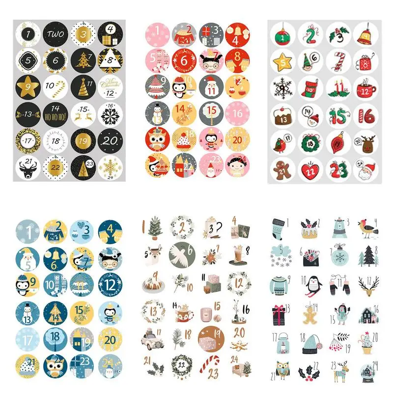 Christmas-Advent-Calendar-Number-Stickers-Circular-Sealing-Sticker-Xmas ...