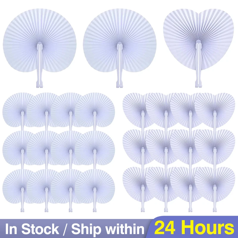 30-60-100Pcs-Folding-Paper-Fan-for-Wedding-Party-Heart-Shape-Fan-Guest ...