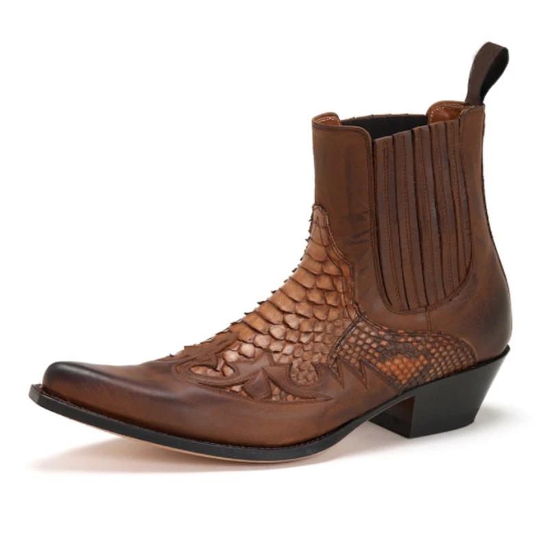 Botas-puntiagudas-con-patr-n-de-pit-n-para-hombre-manga-corta ...