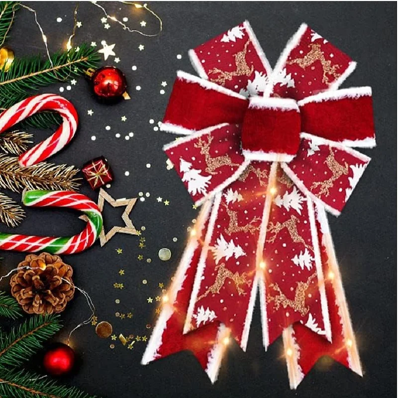 Christmas Bows for Wreath Holiday Snowflake Bows Red Velvet Bows Xmas ...