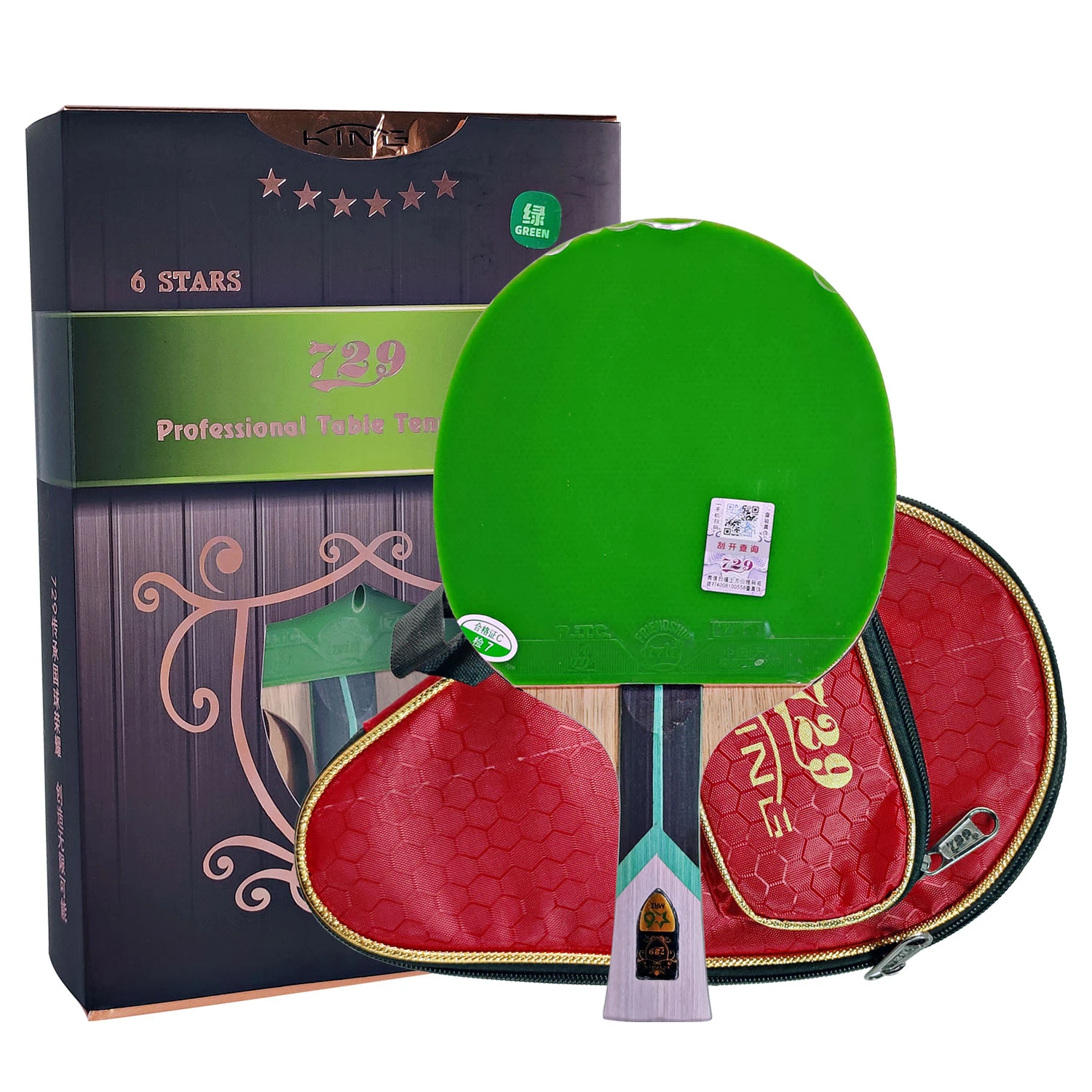 729 Friendship King 6 Star Table Tennis Racket Brand New Green Rubber Sticky Ping Pong Racket 5 ...