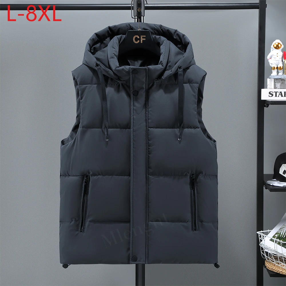 Winter Men Vest Hat Detachable Sleeveless Jackets Thicken Warm Windproof Waistcoat Male Casual ...