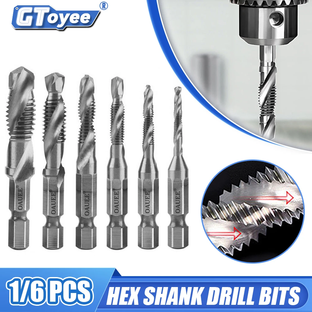 NEW-Tap-Drill-Bit-Set-Hex-Shank-Titanium-Plated-HSS-Screw-Thread-Bit ...