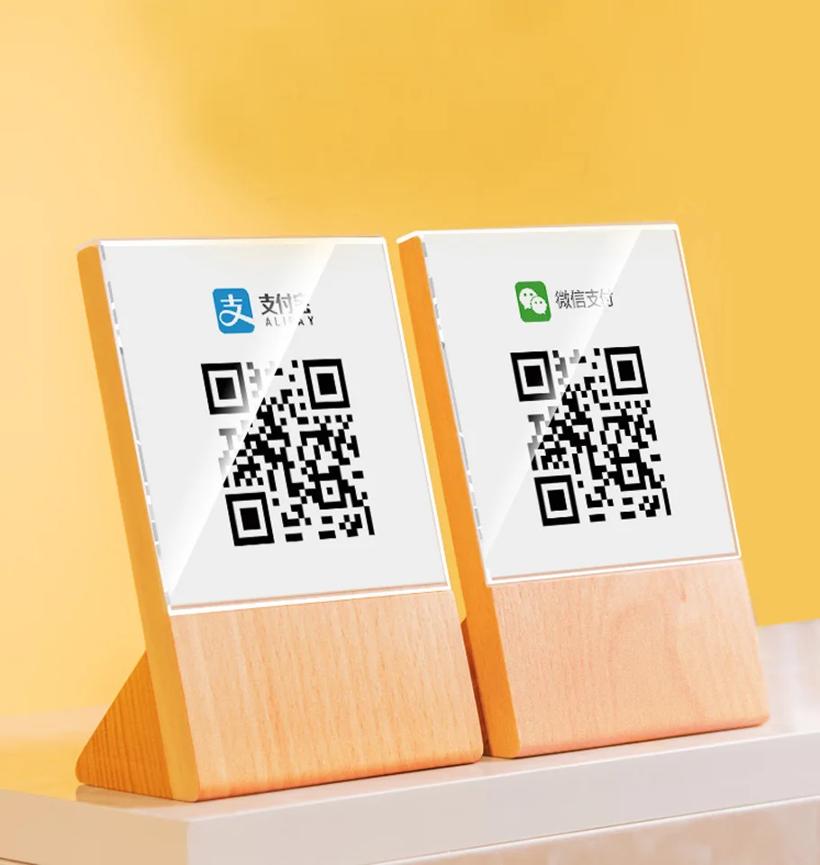SVIAO-Acrylic-Label-Price-Plate-QR-Code-Wooden-Stand-Coffee-Restaurant ...